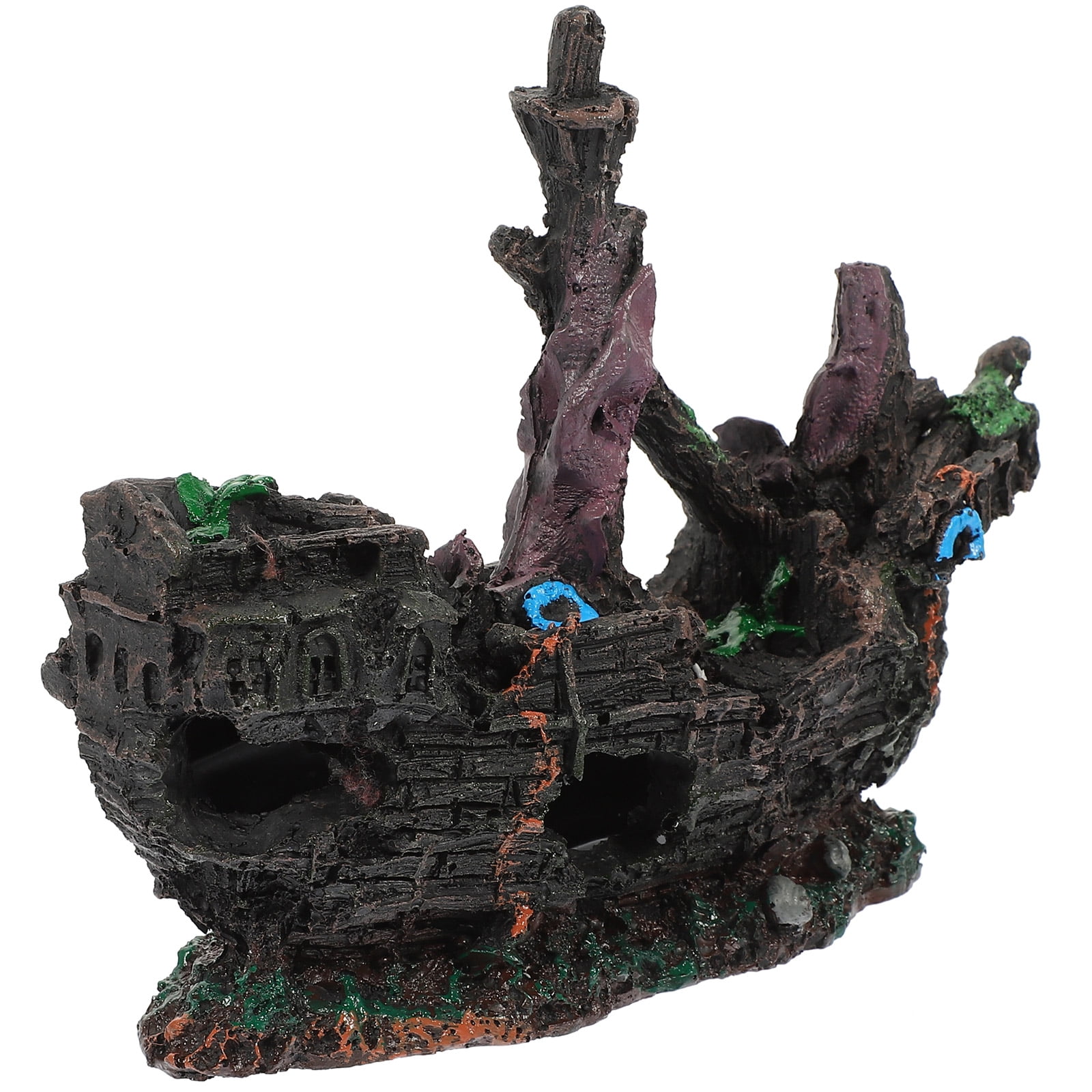 Hytrove Underwater Shipwreck Craft Resin Pirate Ship Adornment for Fish ...