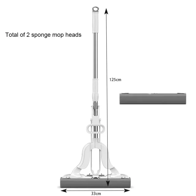 Sponge Mop System With Collapsible Mop Bucket Home Tile Floor Bathroom Cleaning Squeegee And
