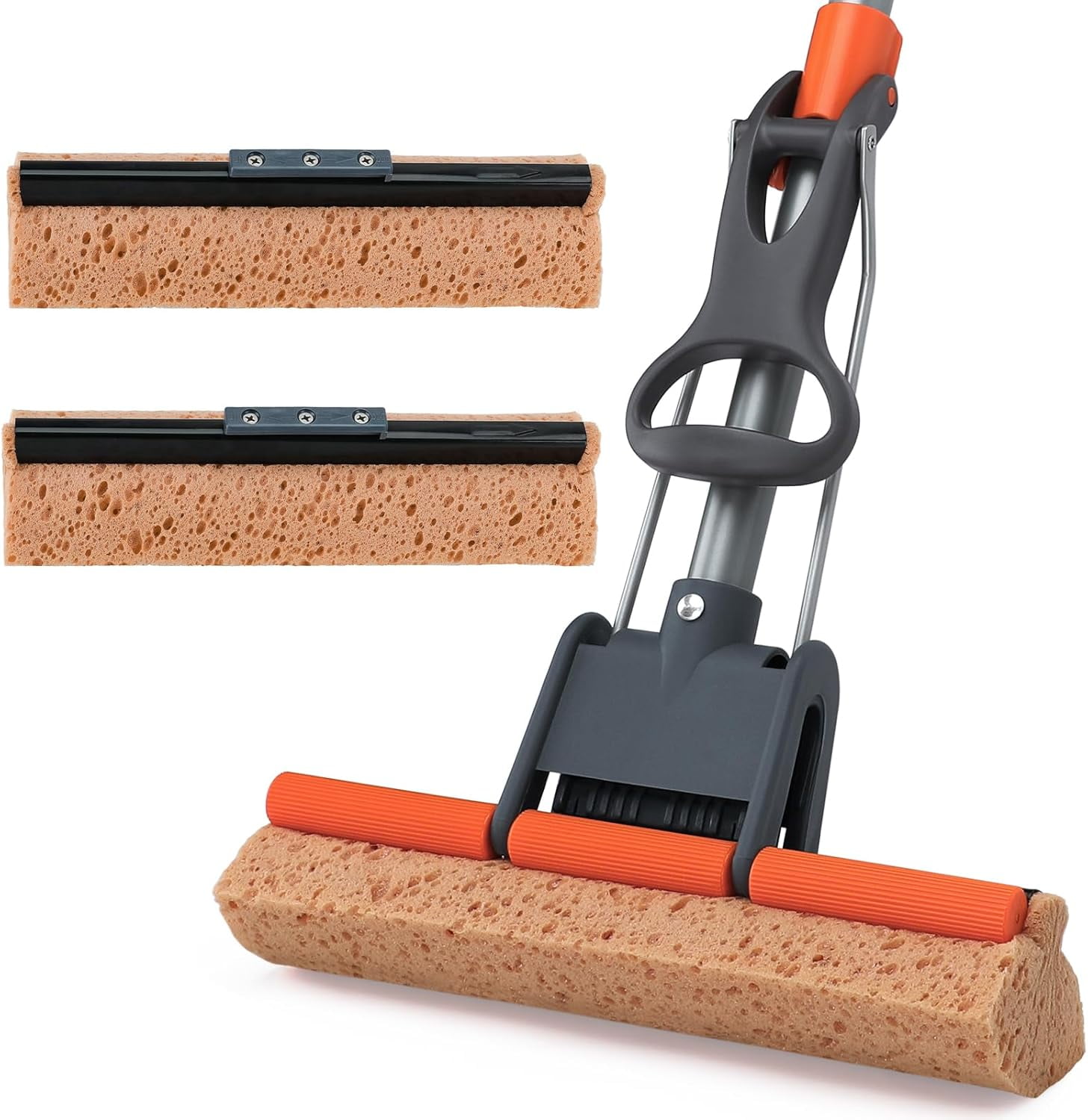 Sponge Mops for Floor Cleaning with 2 Cellulose Mop Head Refills and 55 ...