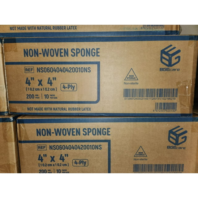 Sponge, Non-Woven, 4"x4", 4-ply, Non-Sterile (200 EA/PK, 10 PK/CS ...