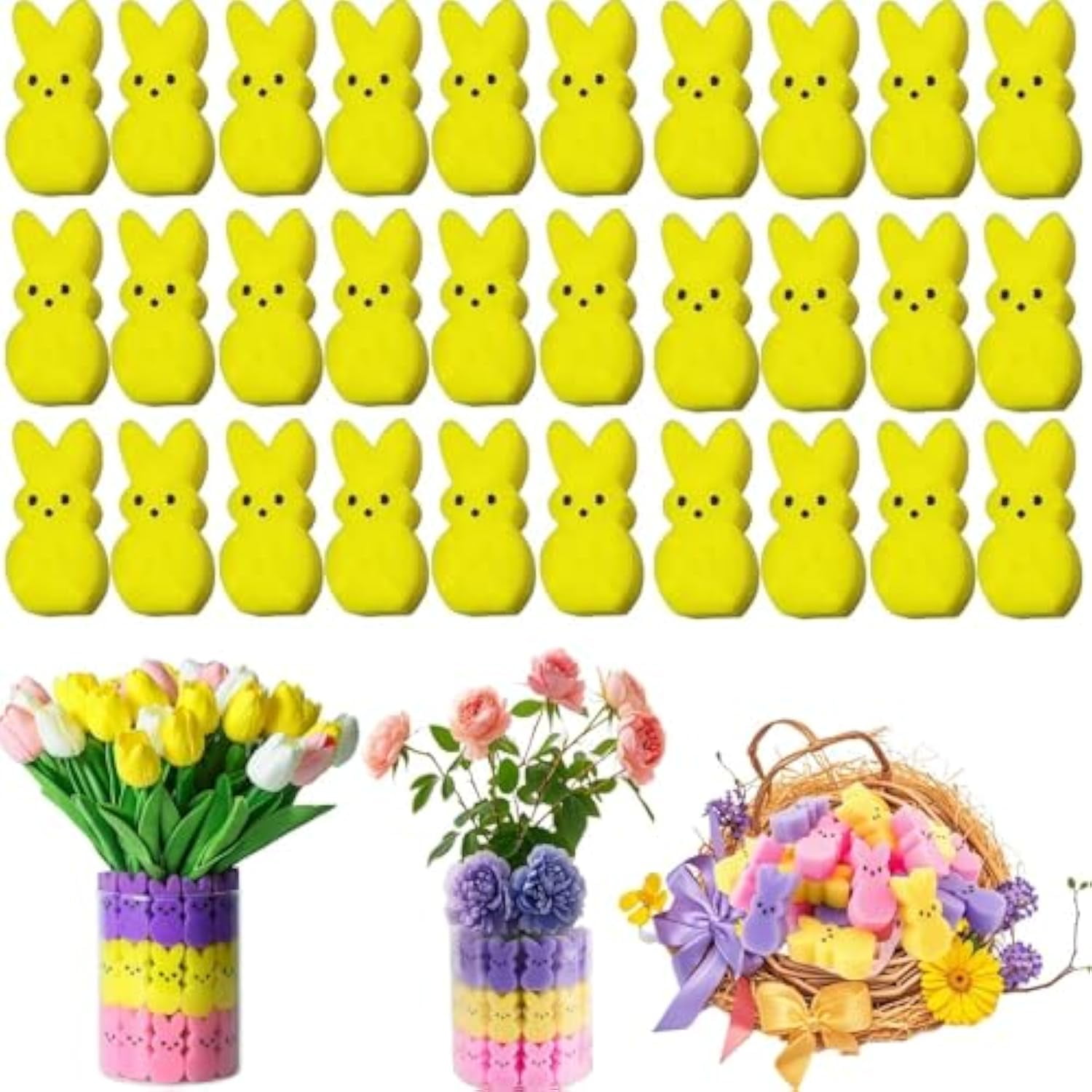 Sponge Peeps,Sponge Easter Peeps,60pcs Easter Peep Sponge,Easter Vase ...
