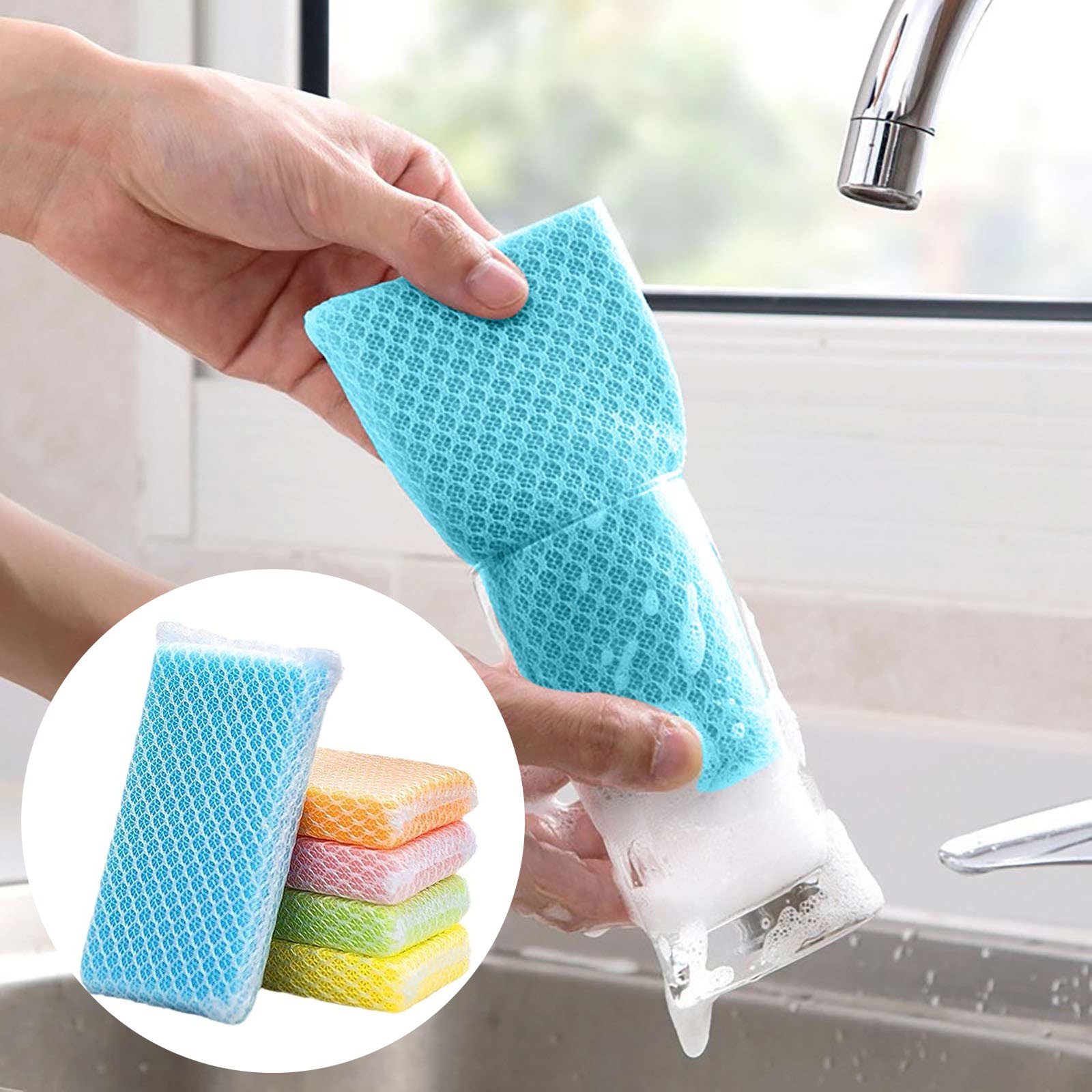 Sponge Scrubber Scouring Pad For Pot Scrubbing And Dishwashing Mesh ...