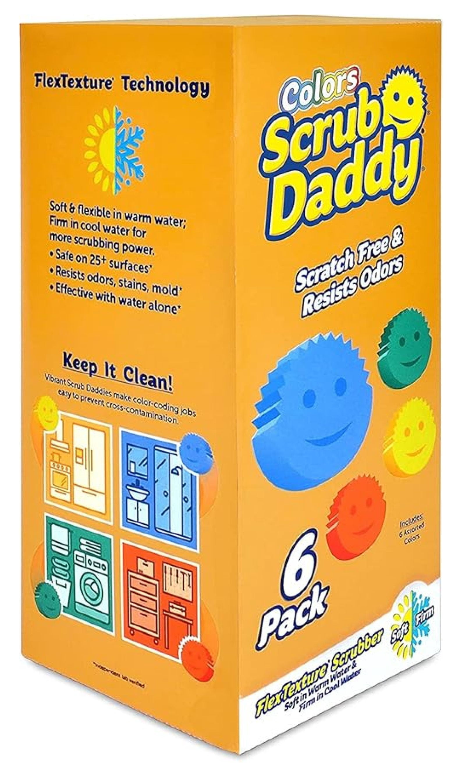 Sponge Set - 6 Pack Scratch-Free Dish Scrubbers, Odor Resistant Kitchen ...