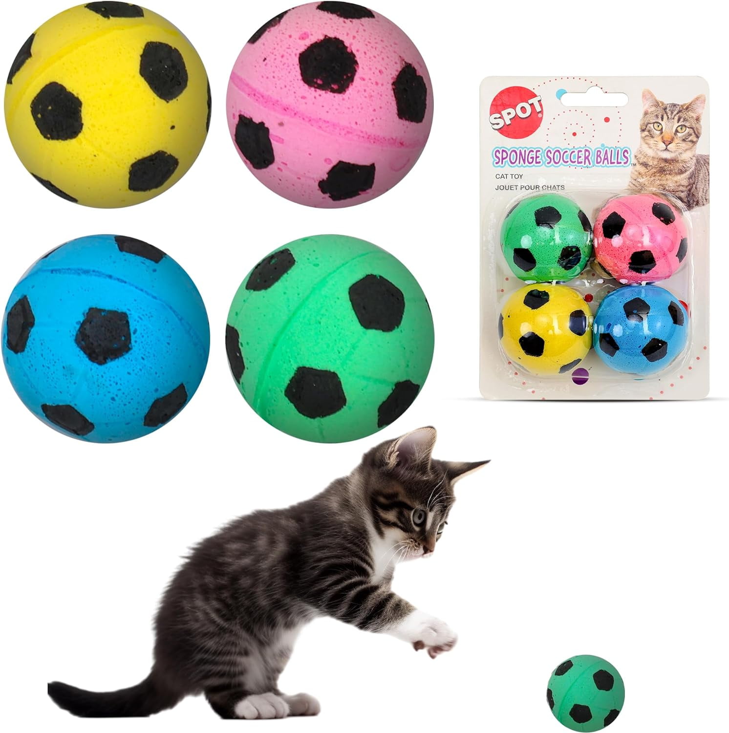 Sponge Soccer Ball Cat Toys - Interactive and Colorful Plush Toy, Fun ...