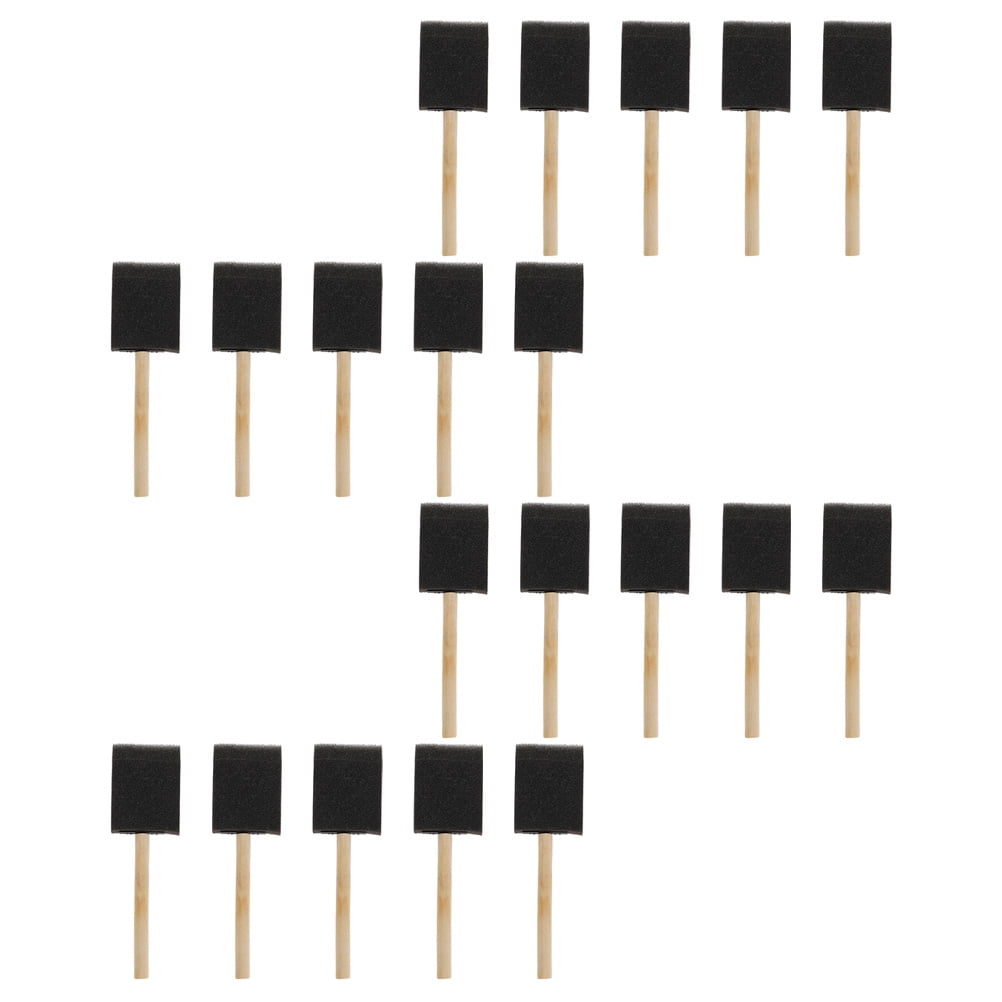 MERRYHAPY 50Pcs Black Sponge Drawing Brush with Wooden Handle for ...
