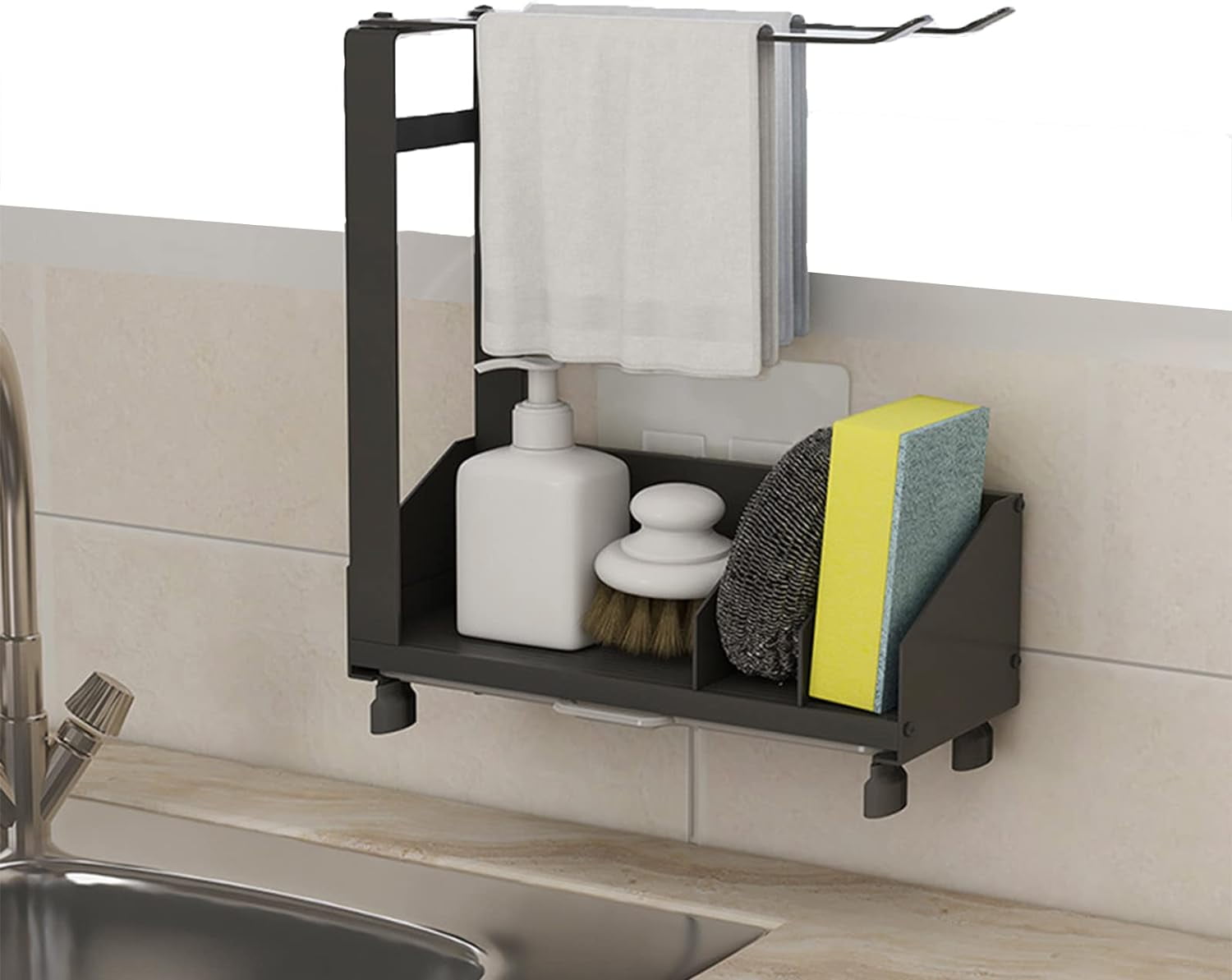 Sponge sink rack, suction cup sponge rack, sink storage box with towel ...