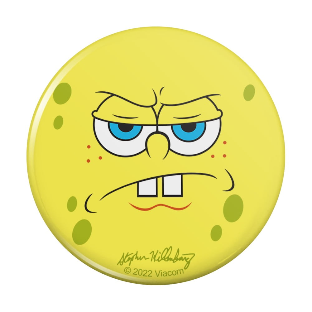 SpongeBob Angry Face Pinback Button Pin - Walmart.com
