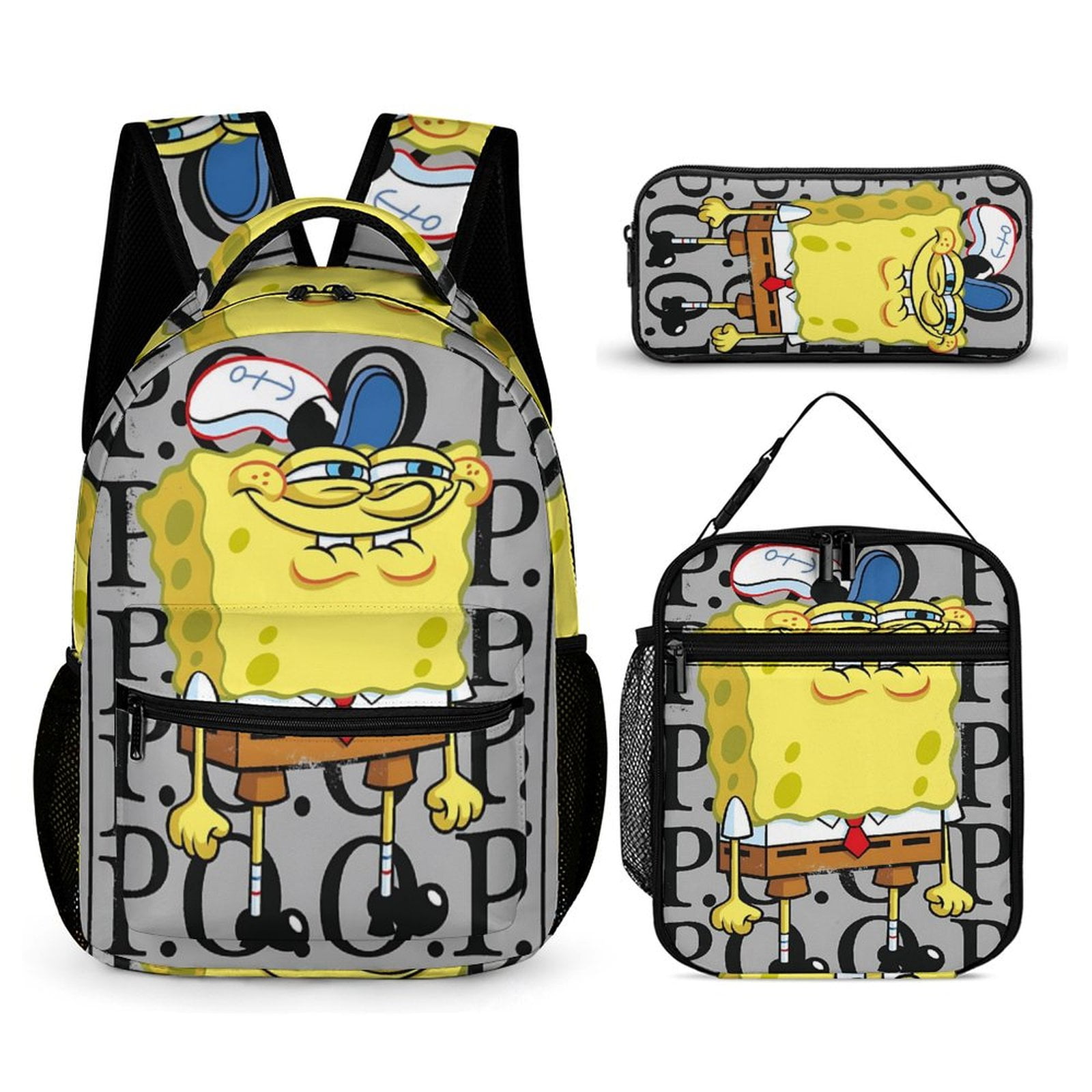 SpongeBob Bag (5) 3 Piece Backpack Set Anime Casual Daypack with Lunch ...