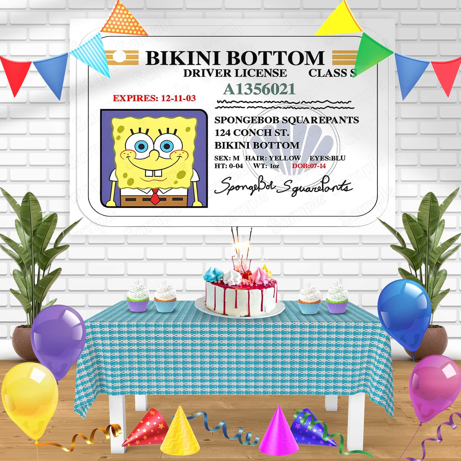 SpongeBob Bikini Bottom Driver License Bn Birthday Banner Personalized ...