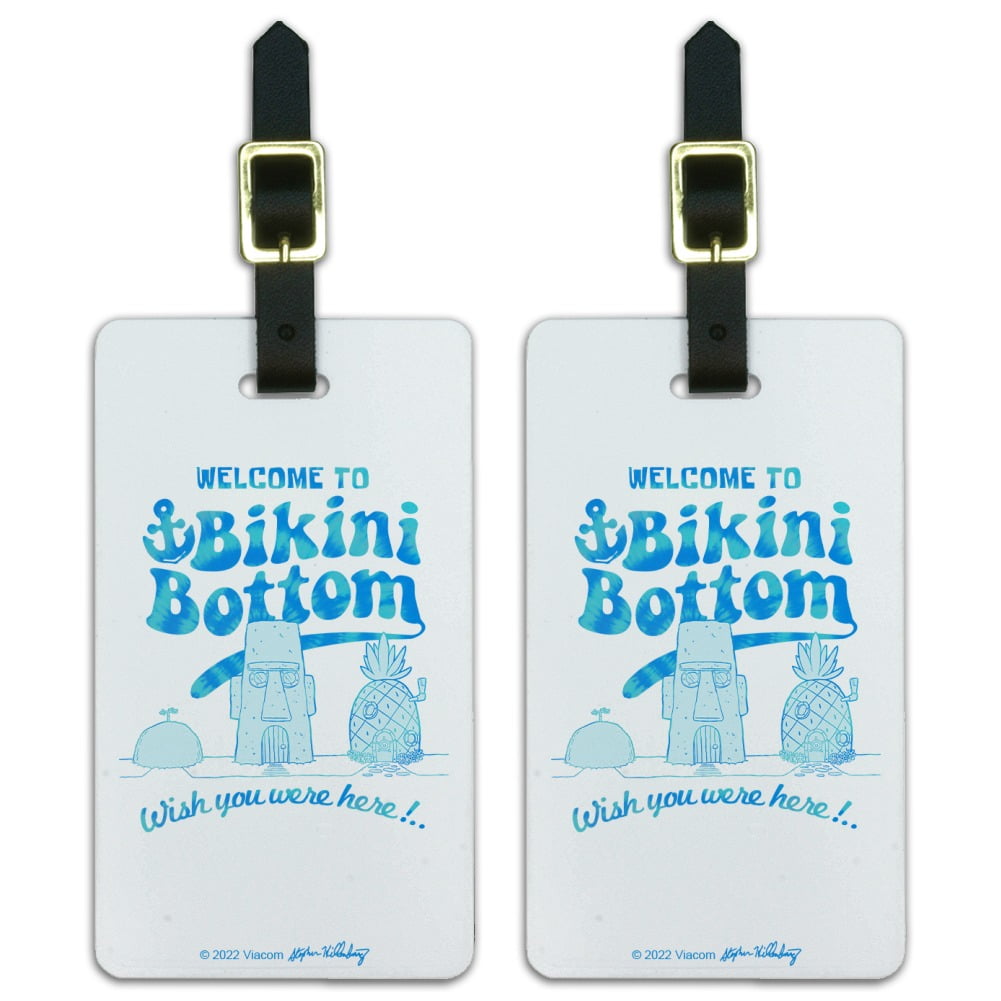 SpongeBob Bikini Bottom Welcome Luggage ID Tags Carry-On Cards - Set of ...