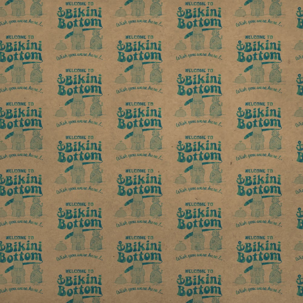 SpongeBob Bikini Bottom Welcome Premium Kraft Roll Gift Wrap Wrapping ...