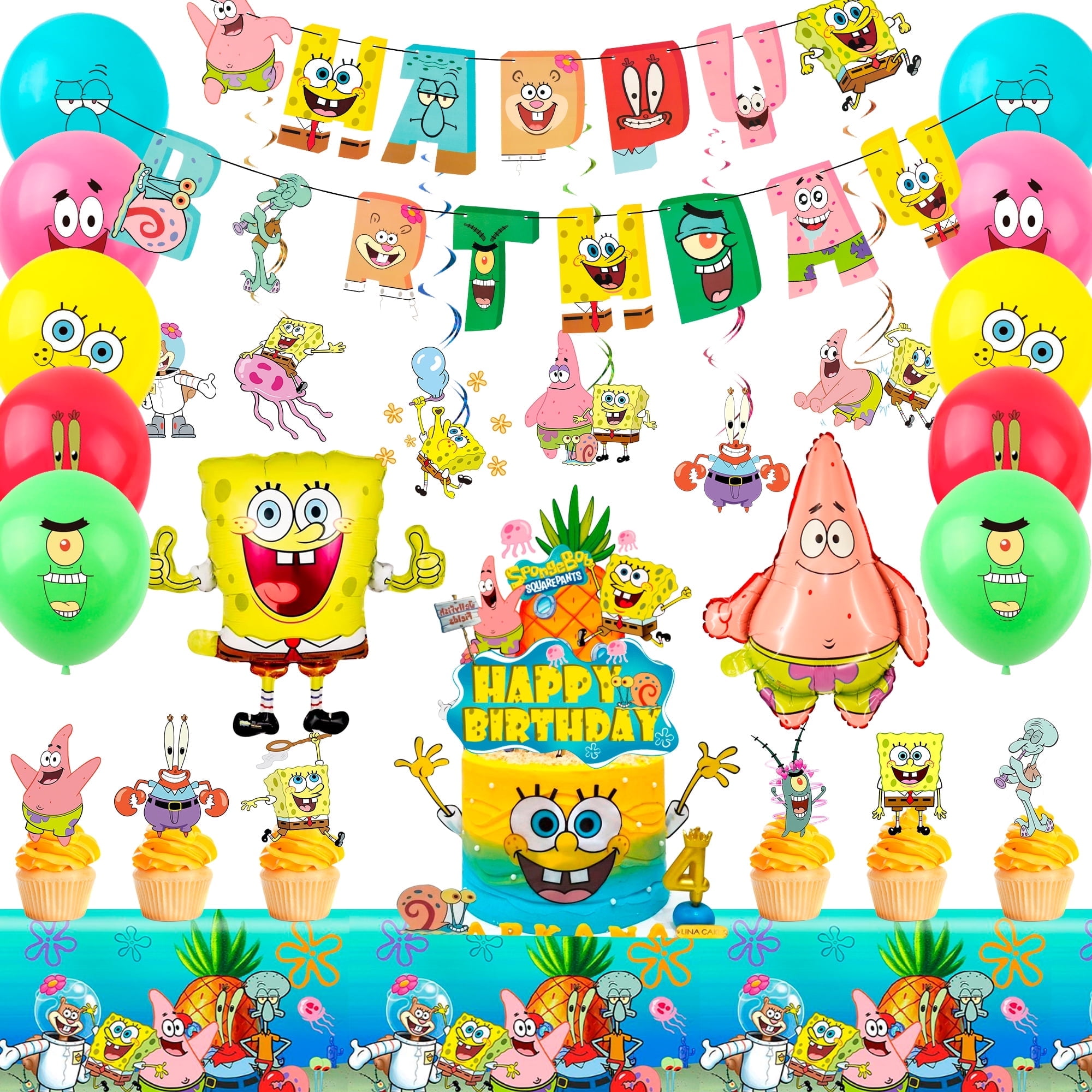 SpongeBob Birthday Party Supplies, SpongeBob Party Decorations Set ...