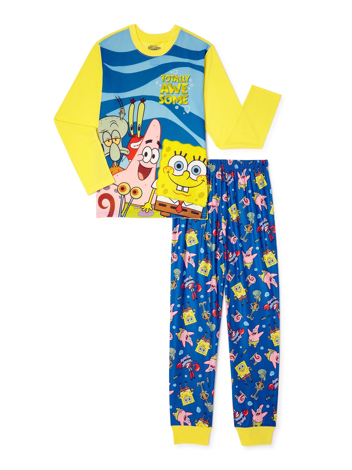 SpongeBob Boys Long Sleeve Pajama Set, 2-Piece, Sizes 4-12 - Walmart.com