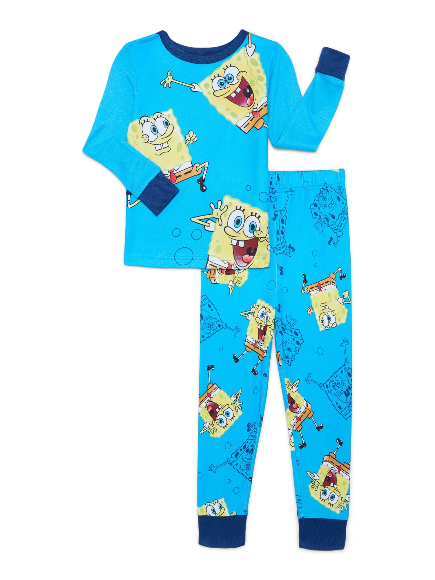 SpongeBob SquarePants Boys Long Sleeve Top and Pants Pajama Set, 2 ...