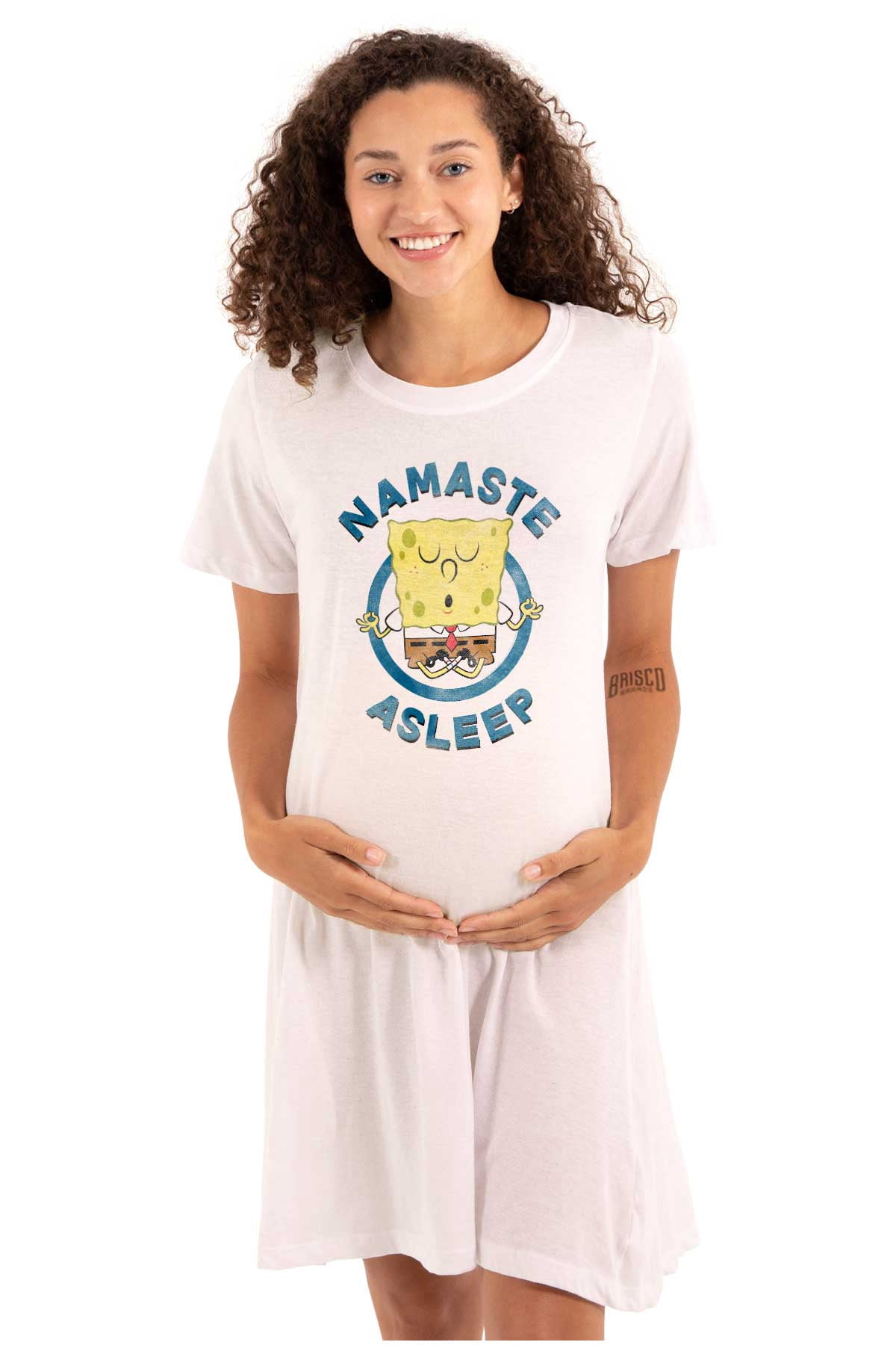 SpongeBob Cartoon Yoga Namaste Asleep Women's Maternity Dress Brisco ...
