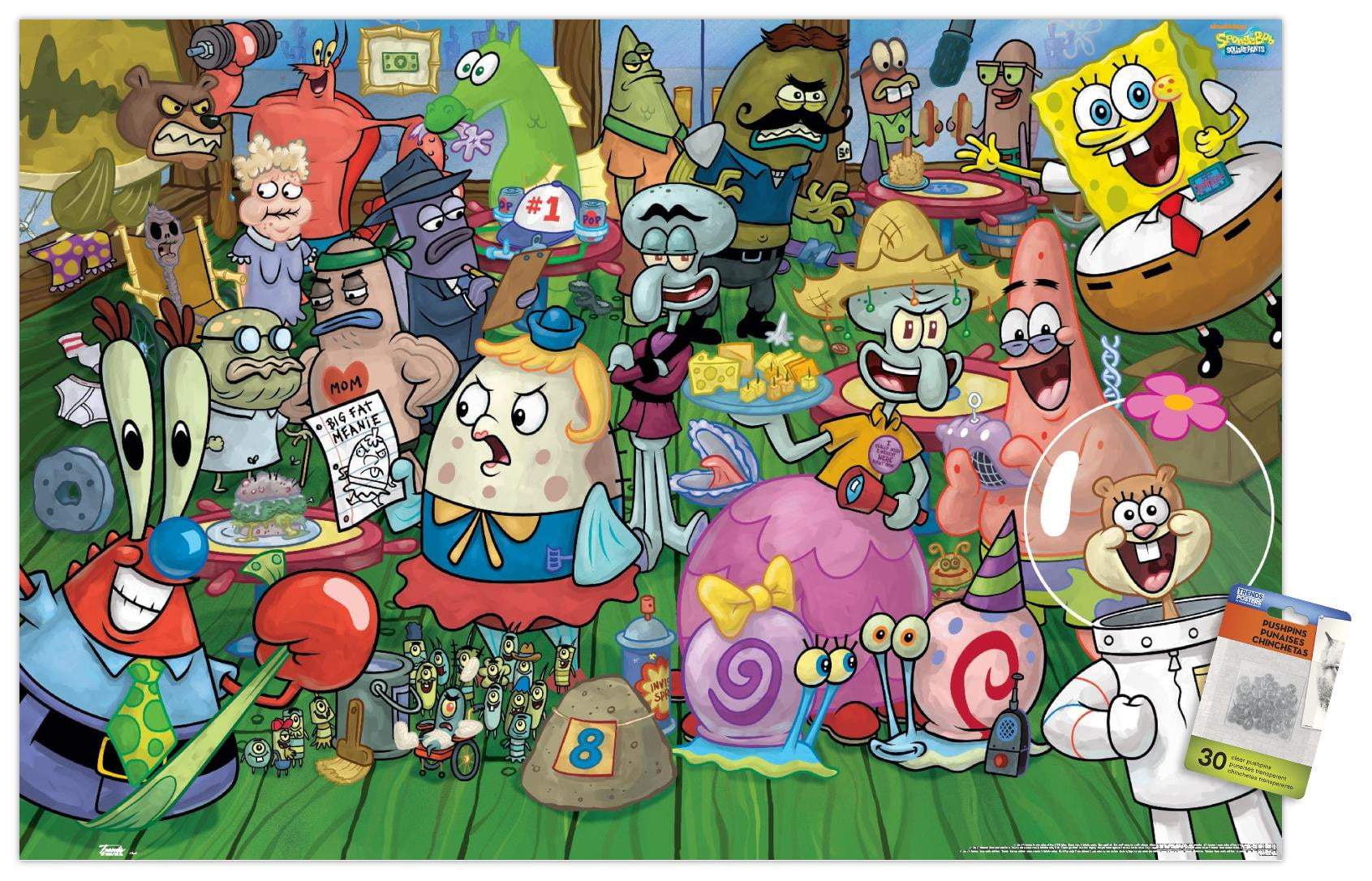 SpongeBob - Characters Wall Poster with Push Pins, 22.375" x 34 ...