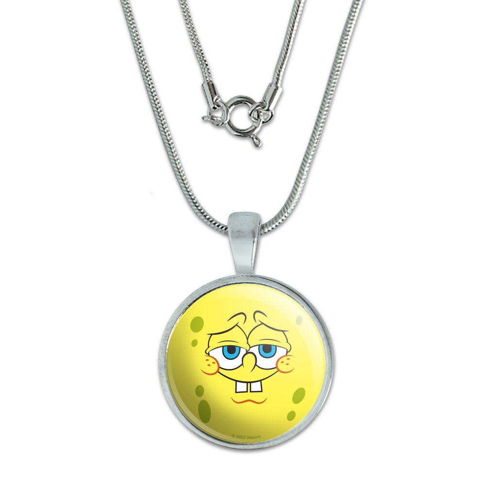SpongeBob Confident Face 0.75" Pendant with Sterling Silver Plated ...