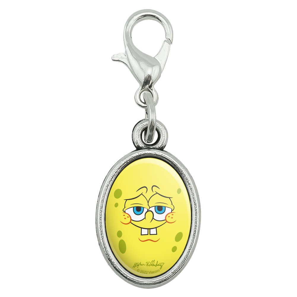 SpongeBob Confident Face Antiqued Bracelet Pendant Zipper Pull Oval ...