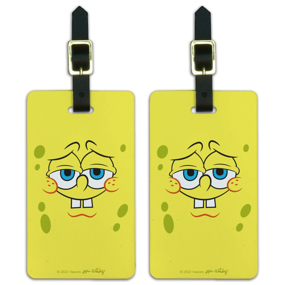 SpongeBob Confident Face Luggage ID Tags Suitcase Carry-On Cards - Set ...