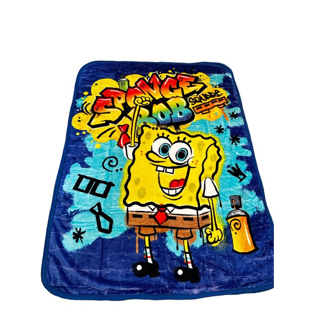 SpongeBob Extra Soft Plush 60"x80" Twin Size Blanket “Graffiti Bob ...