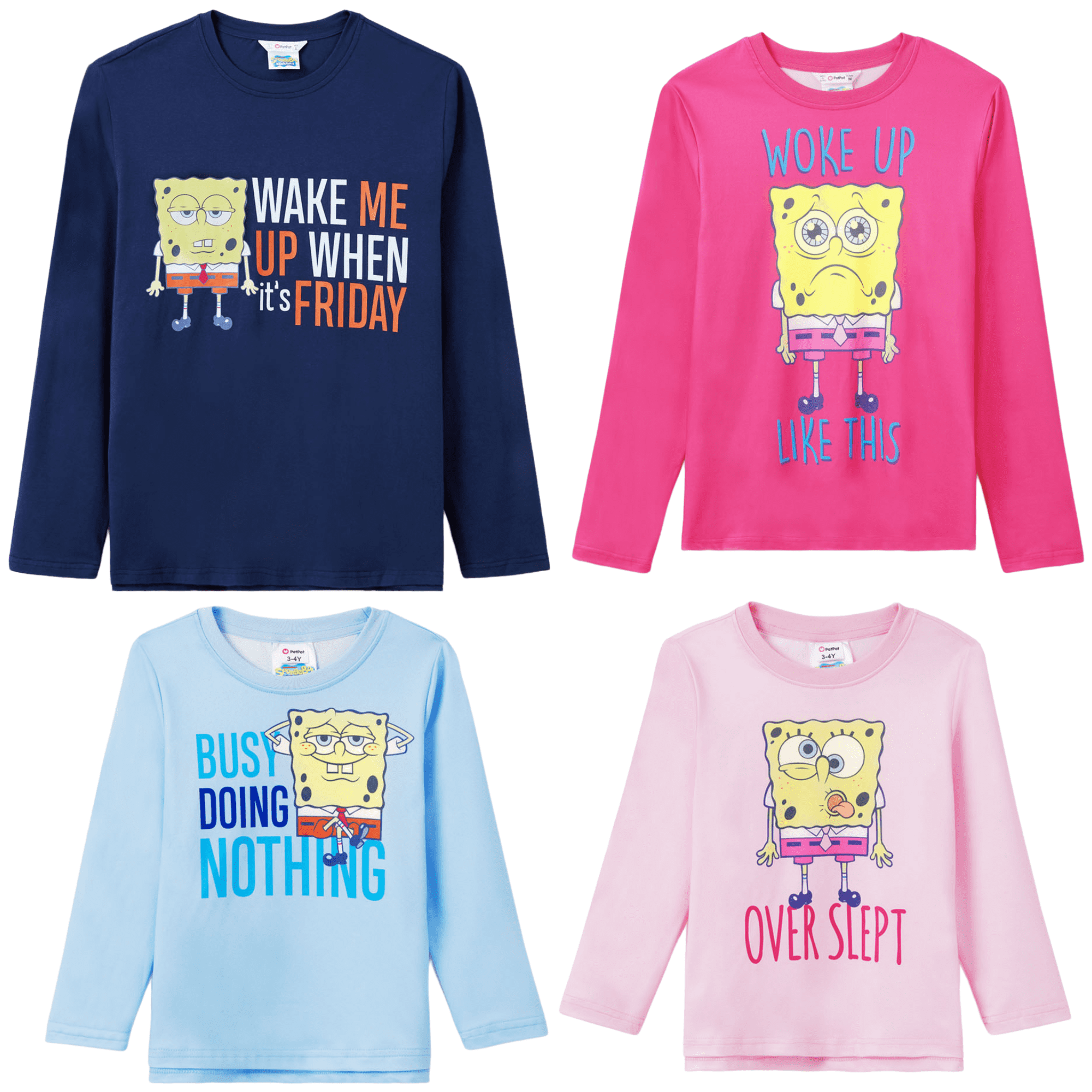 SpongeBob Family Matching Long Sleeve Crewneck Shirts Funny Cartoon ...