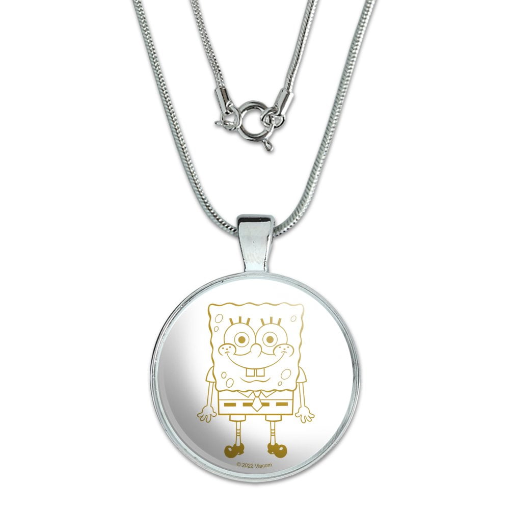 SpongeBob Full Front 1" Pendant with Sterling Silver Plated Chain ...