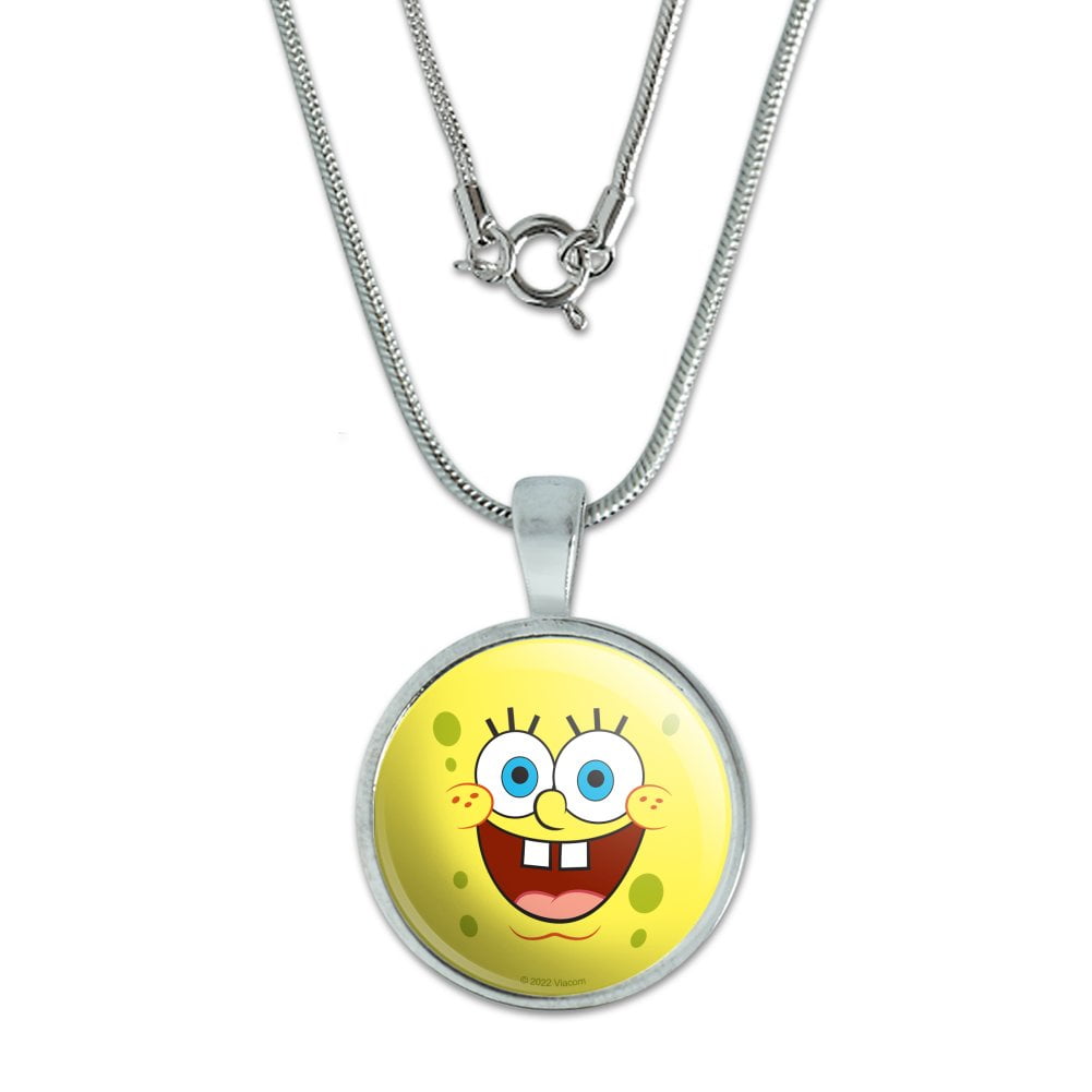 SpongeBob Goofy Smile Face 0.75" Pendant with Sterling Silver Plated ...