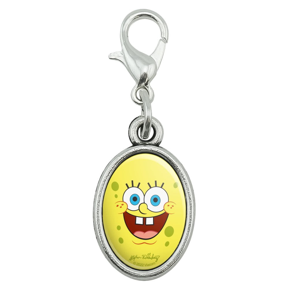 SpongeBob Goofy Smile Face Antiqued Bracelet Pendant Zipper Pull Oval ...