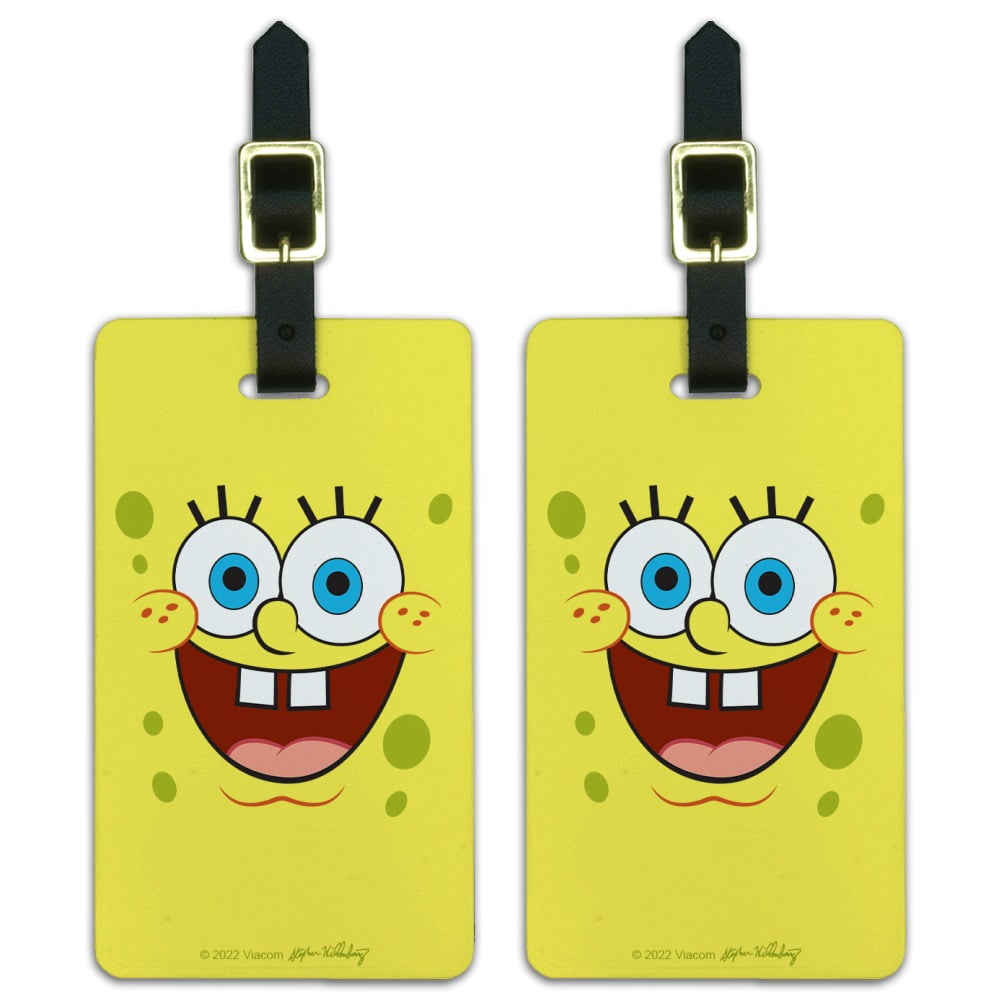 SpongeBob Goofy Smile Face Luggage ID Tags Suitcase Carry-On Cards ...