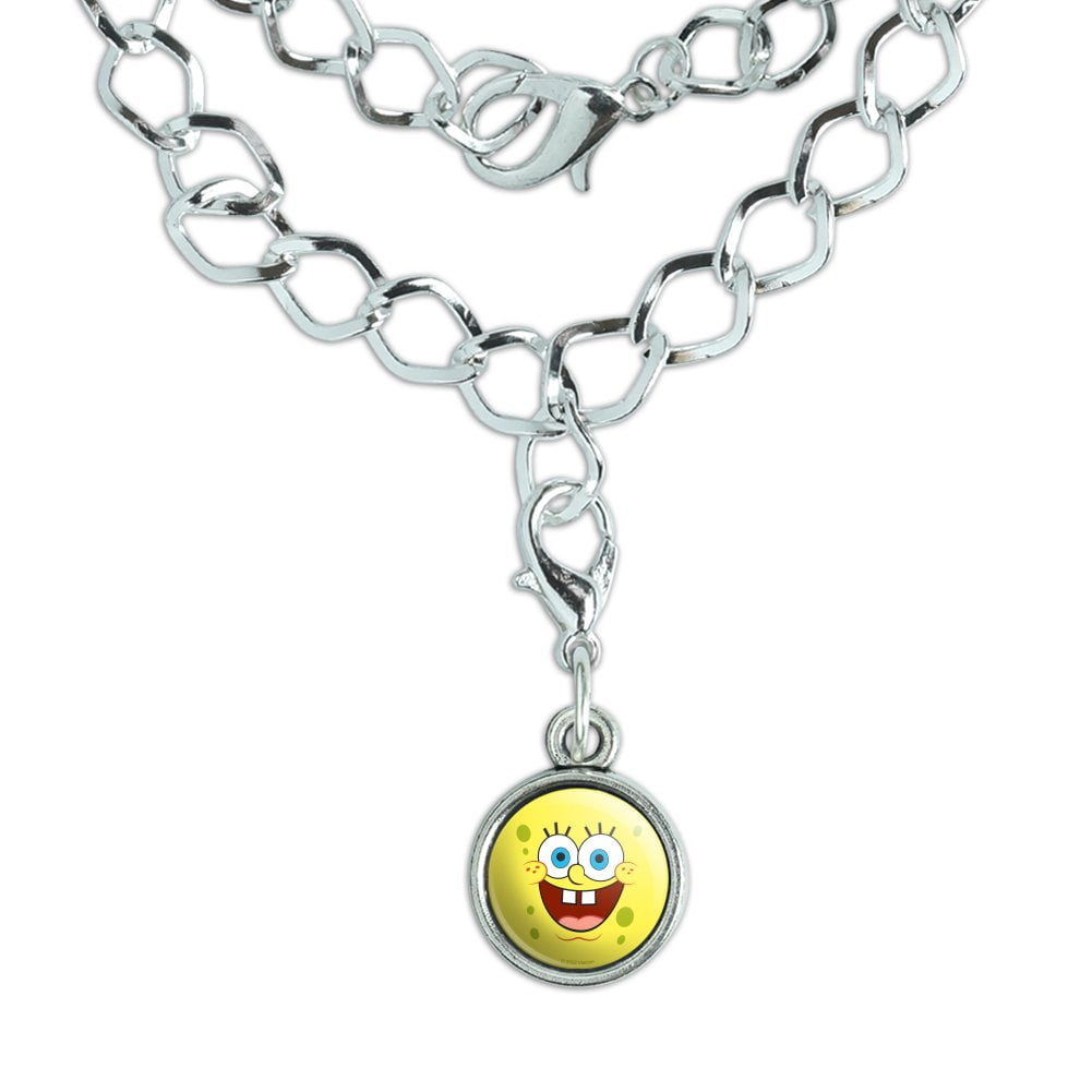 SpongeBob Goofy Smile Face Silver Plated Bracelet with Antiqued Charm ...