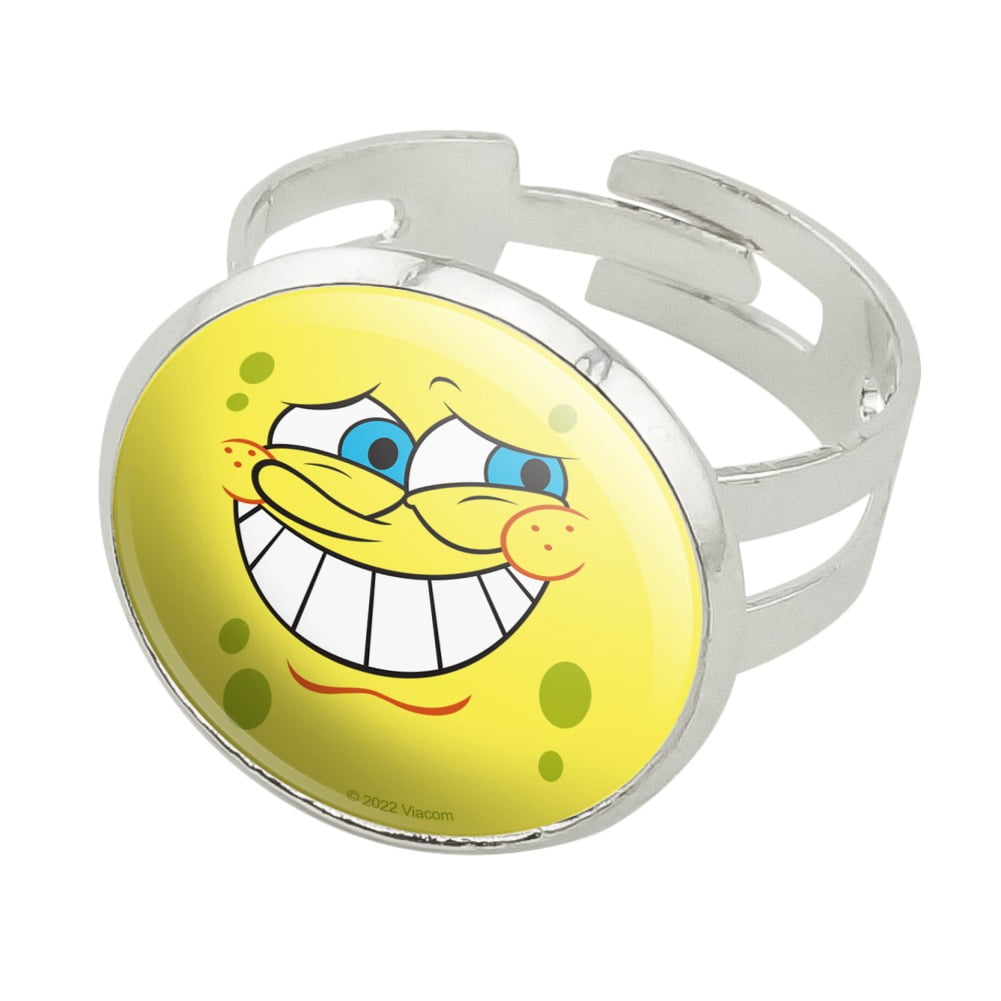 SpongeBob Guilty Face Silver Plated Adjustable Novelty Ring - Walmart.com