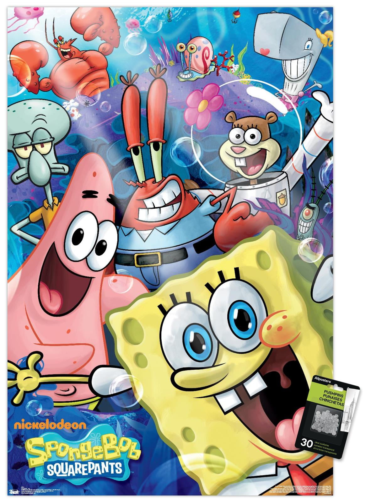 SpongeBob - Joy Wall Poster with Push Pins, 22.375" x 34" - Walmart.com