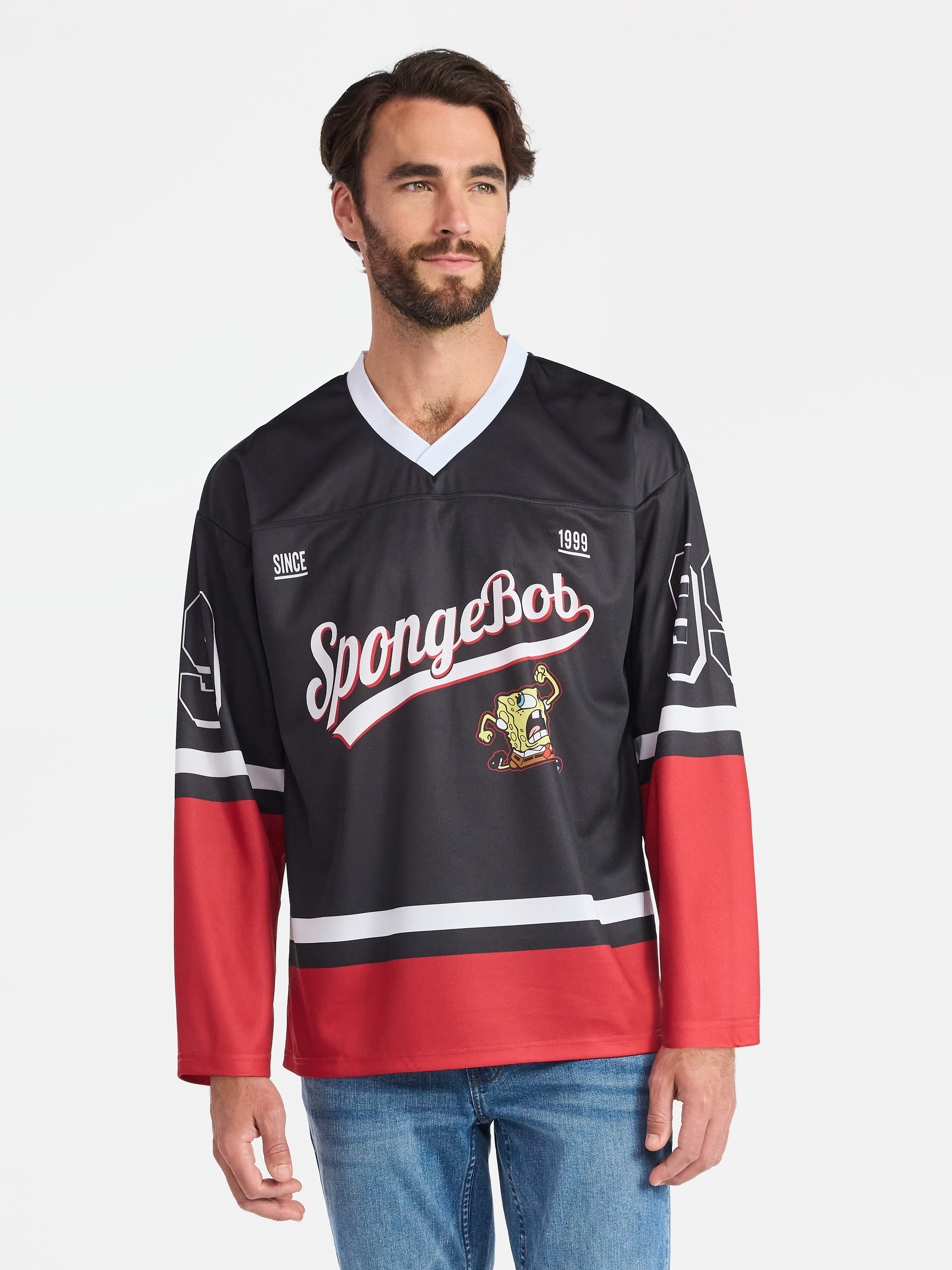 SpongeBob SquarePants Men's & Big Men's Graphic Hockey Jersey with Long ...