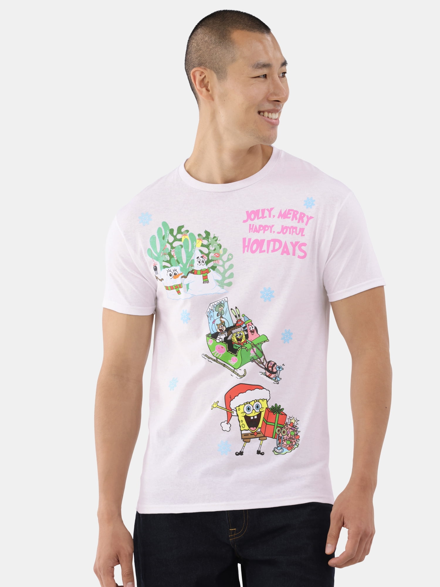 SpongeBob SquarePants Men's & Big Men's Holiday Graphic Tee with Short ...