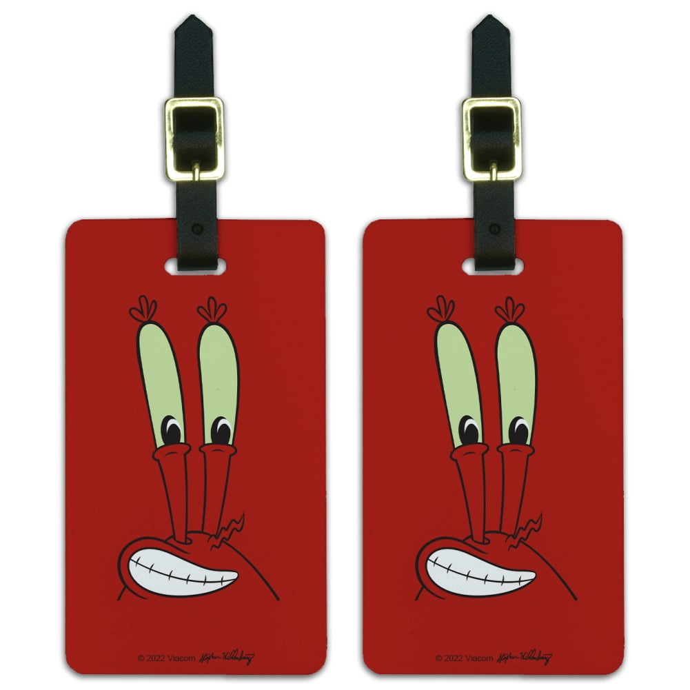 SpongeBob Mr. Krabs Face Luggage ID Tags Suitcase Carry-On Cards - Set ...