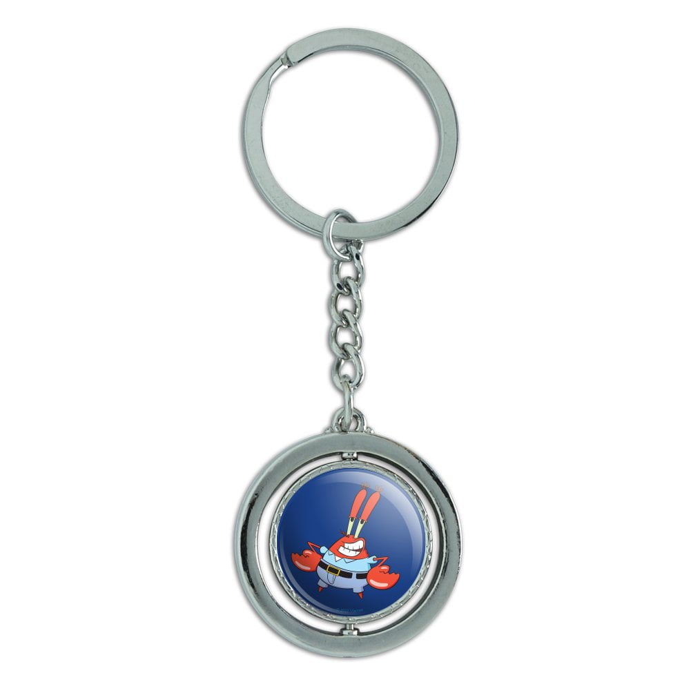 SpongeBob Mr. Krabs Pose Keychain Spinning Round Chrome Plated Metal ...