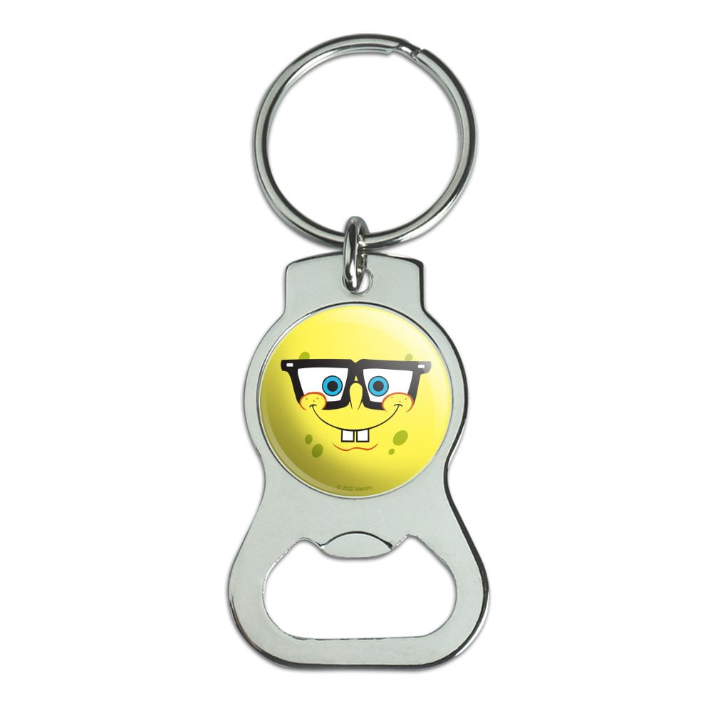 SpongeBob Nerd Face Keychain with Bottle Cap Opener - Walmart.com