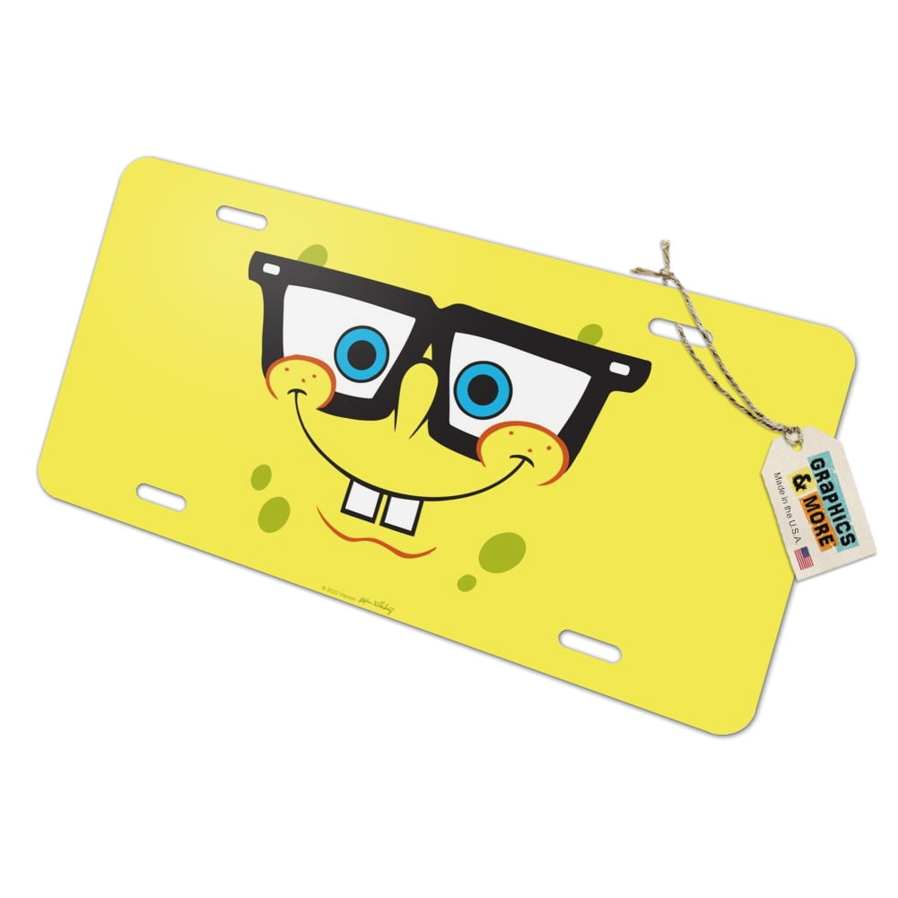 SpongeBob Nerd Face Novelty Metal Vanity Tag License Plate - Walmart.com