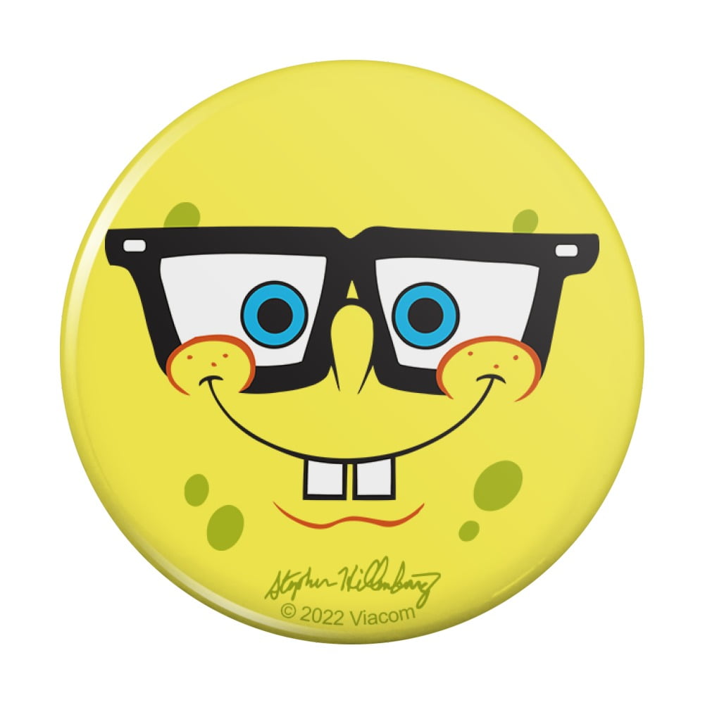 SpongeBob Nerd Face Pinback Button Pin - Walmart.com