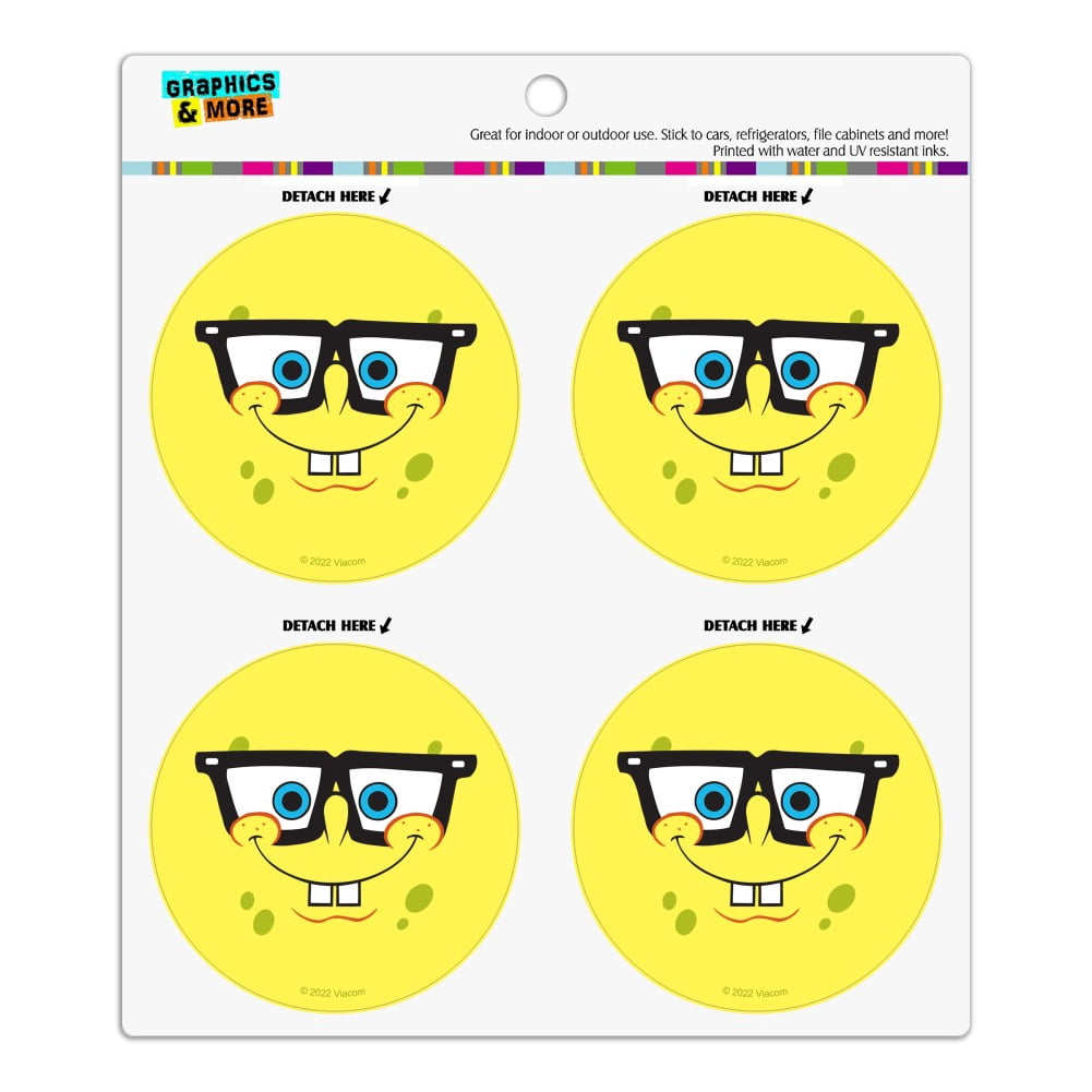 SpongeBob Nerd Face Refrigerator Fridge Locker Vinyl Circle Magnet Set ...