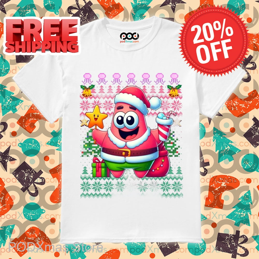 SpongeBob Patrick Star Santa Ugly Christmas 2024 Shirt - Walmart.com