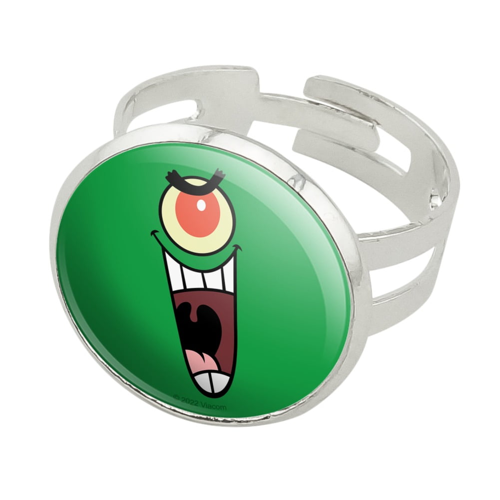 SpongeBob Plankon Face Silver Plated Adjustable Novelty Ring - Walmart.com