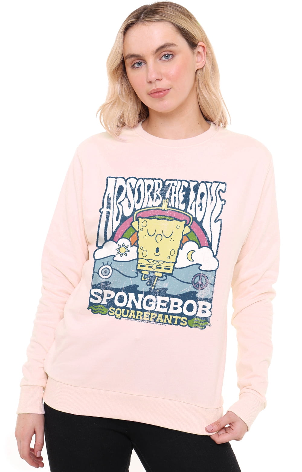 SpongeBob SquarePants Absorb The Love Poster Women's Crew Sweatshirt ...