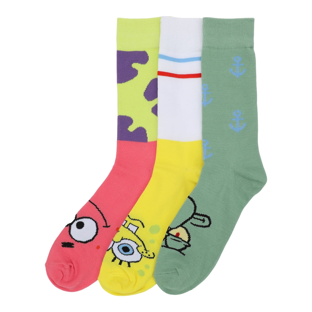 SpongeBob SquarePants Adult Crew Socks 3-Pack - Bikini Bottom Comfort ...