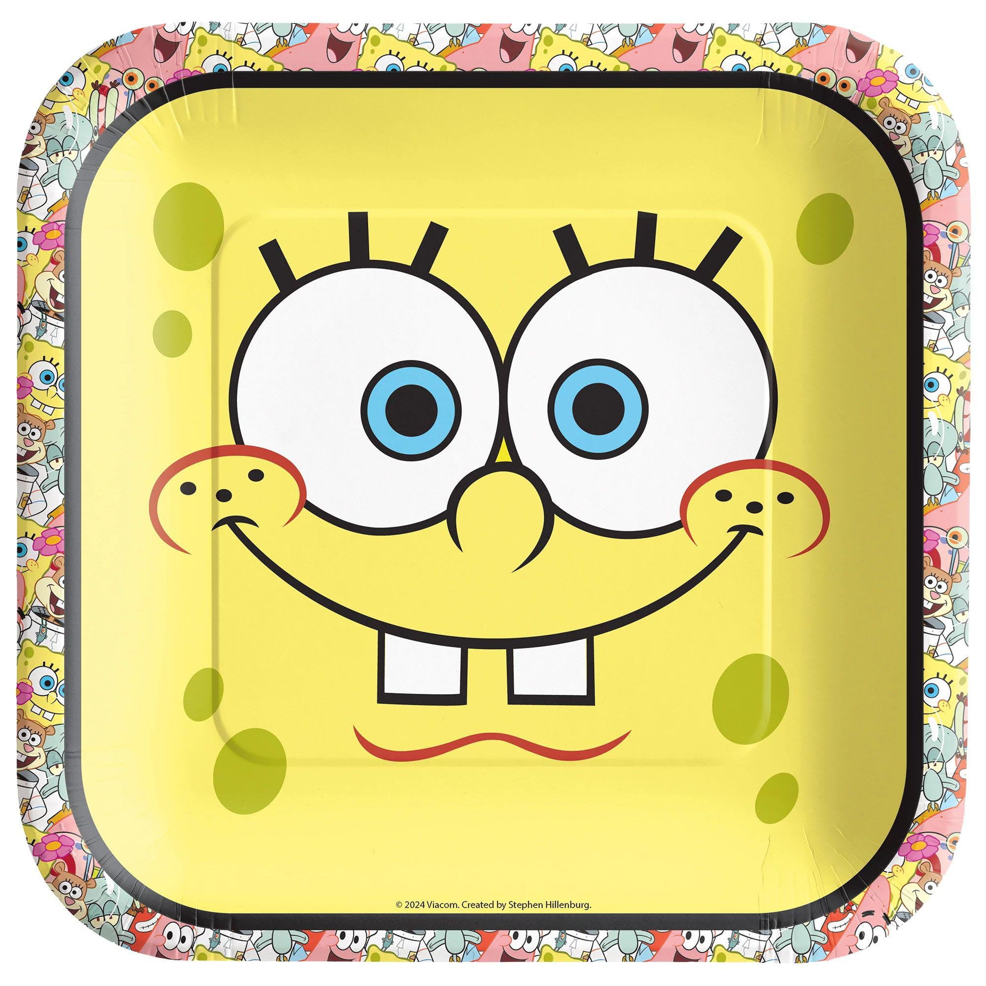 SpongeBob SquarePants 'All The Faces' Large Square Paper Plates (8ct ...