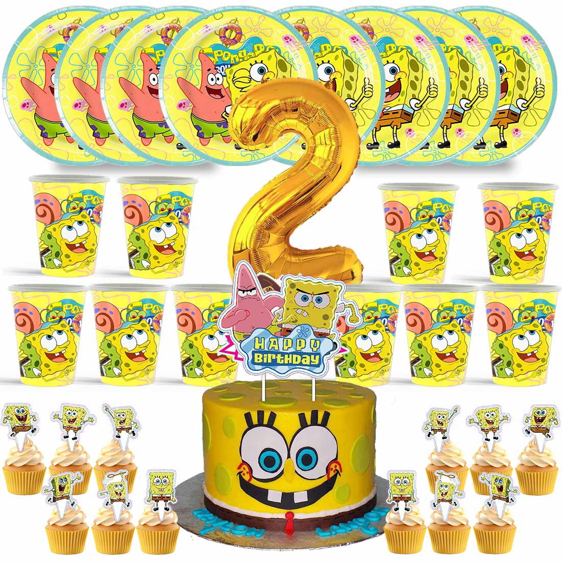 SpongeBob SquarePants Birthday 2nd Cups Party Supplies Plates Fans ...