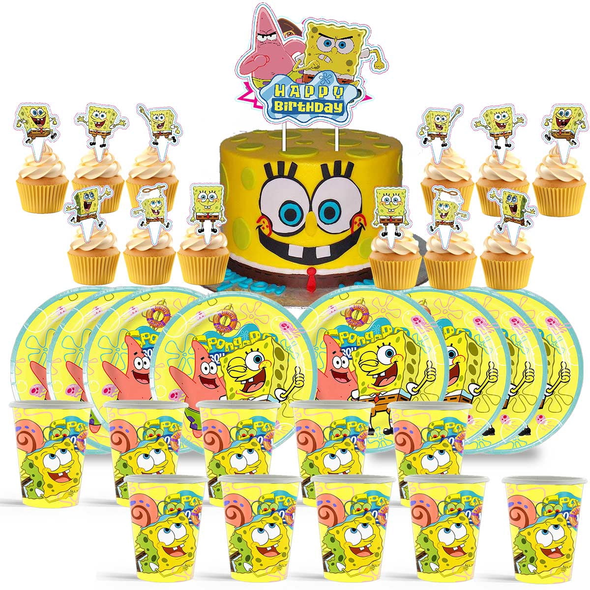 SpongeBob SquarePants Birthday Cups Party Supplies Plates Fans ...