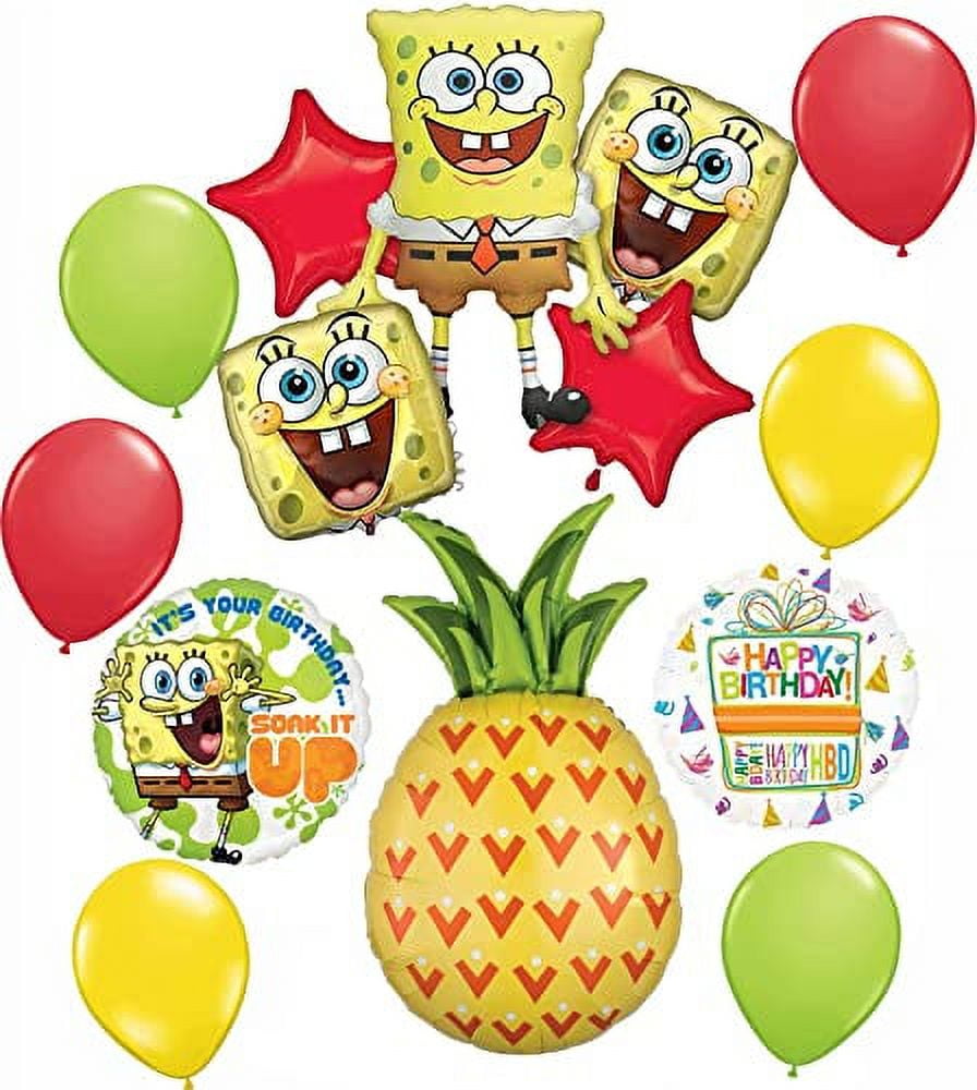 SpongeBob SquarePants Birthday Party Foil & Latex Balloons, Pineapple ...