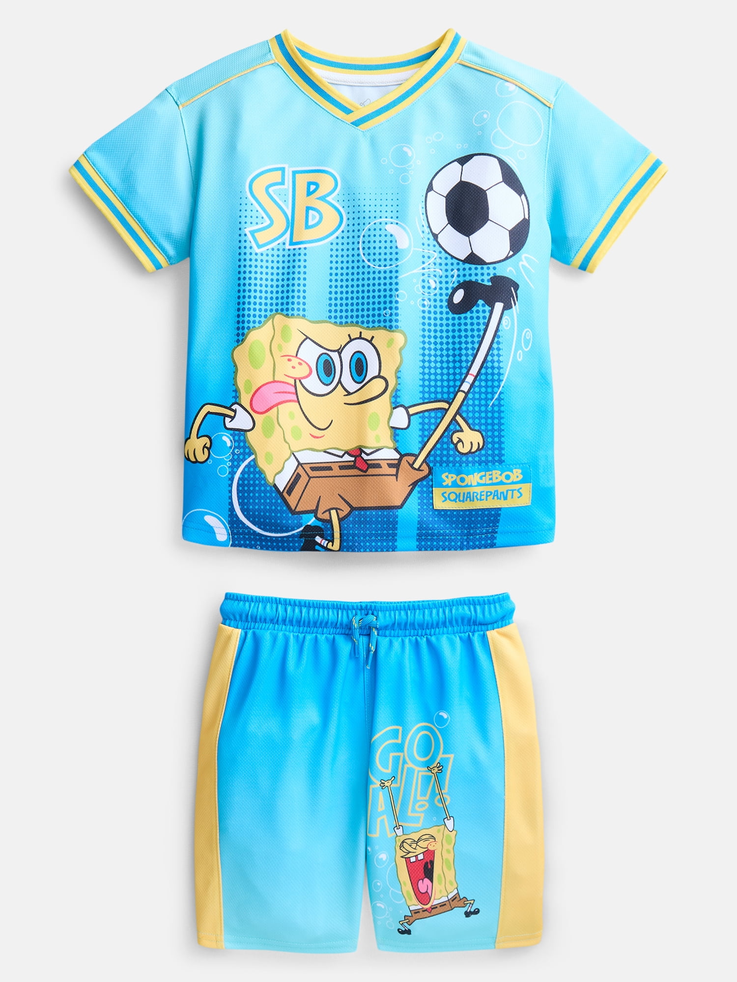 SpongeBob SquarePants Boys' Graphic Soccer Jersey and Shorts Set, 2 ...