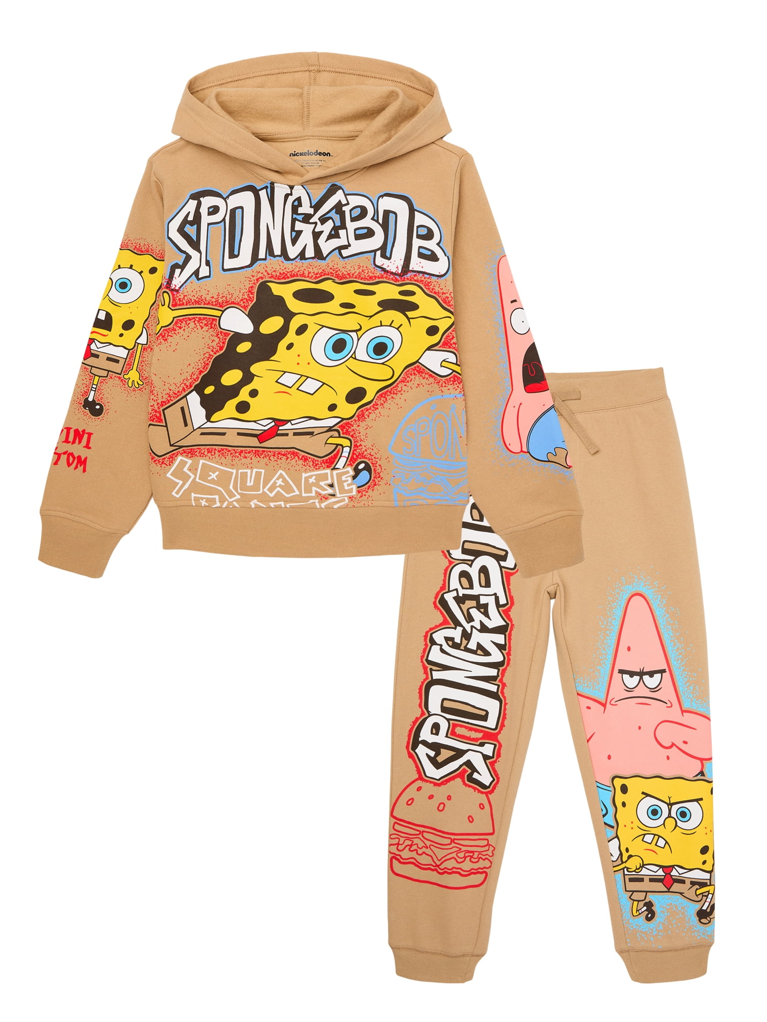 SpongeBob SquarePants Boys Graphic Hoodie and Joggers Set, 2-Piece ...